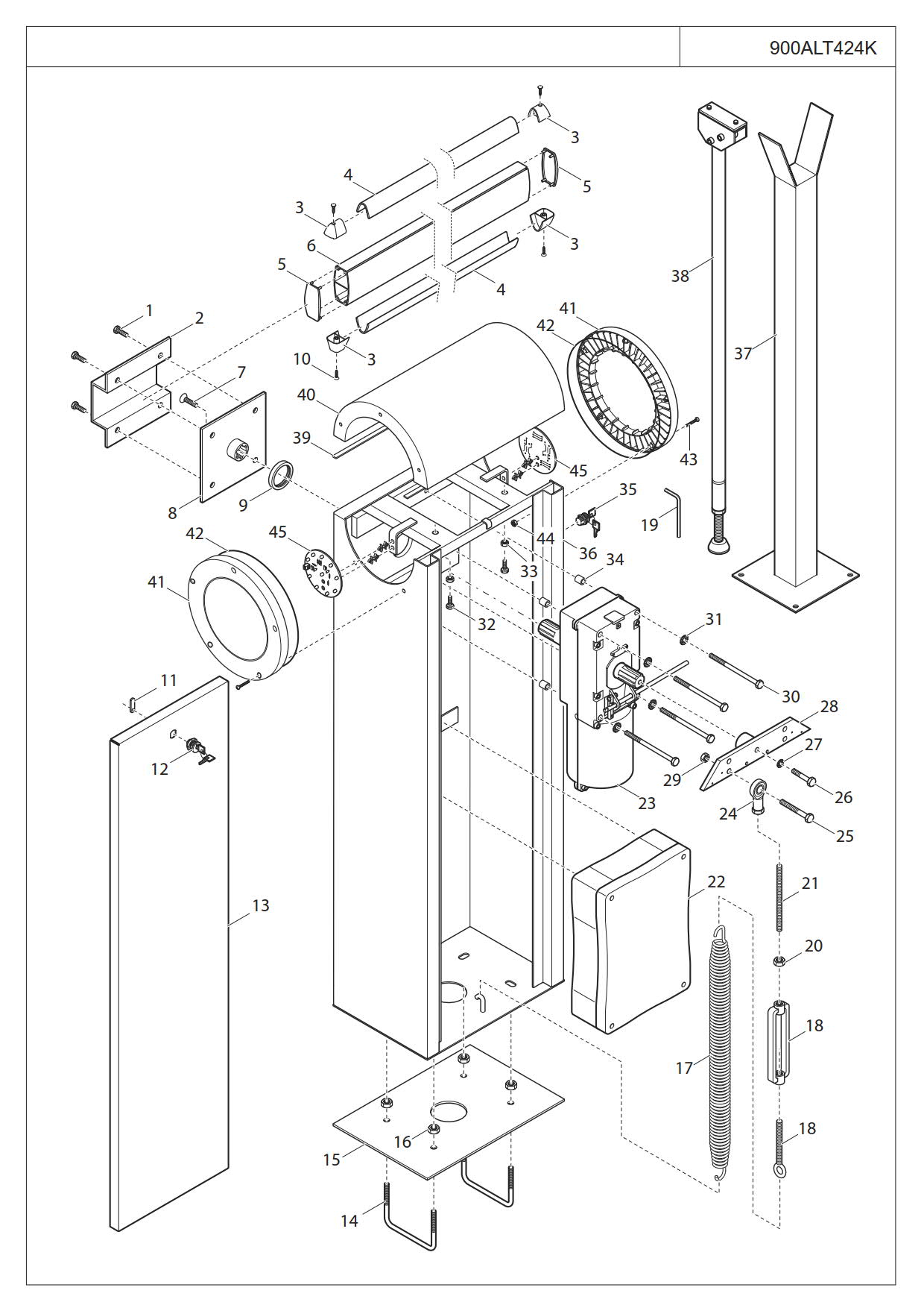 Spare parts for automatic barriers : END FOOT KEY ALT 424K-624K